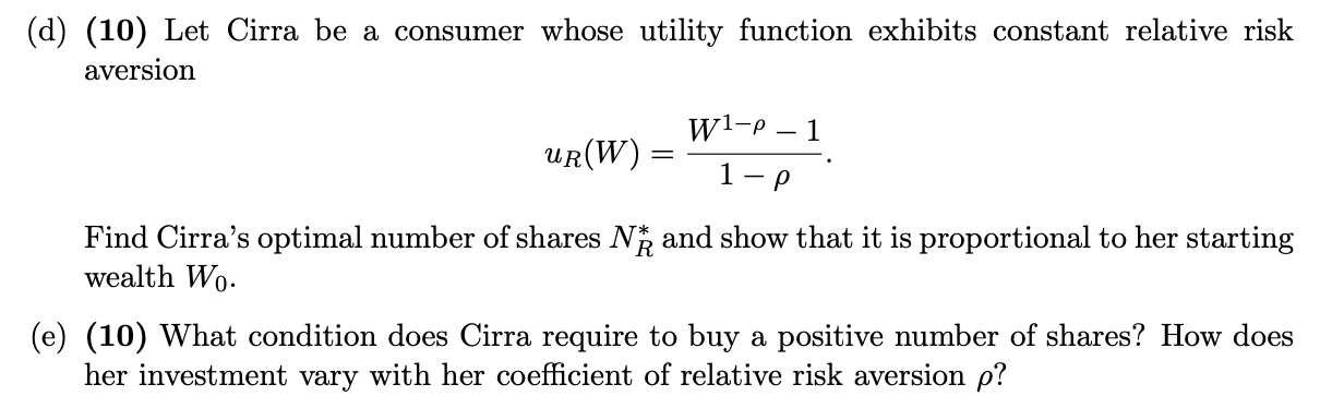 Solved (50) The Arrow-Pratt measures of absolute and | Chegg.com