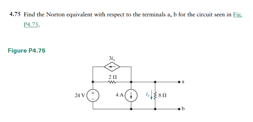 Solved 4.75 Find the Norton equivalent with respect to the | Chegg.com