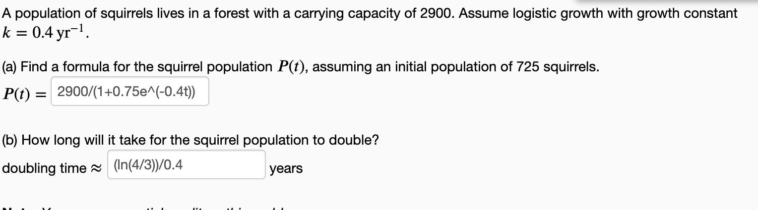 Solved A population of squirrels lives in a forest with a | Chegg.com