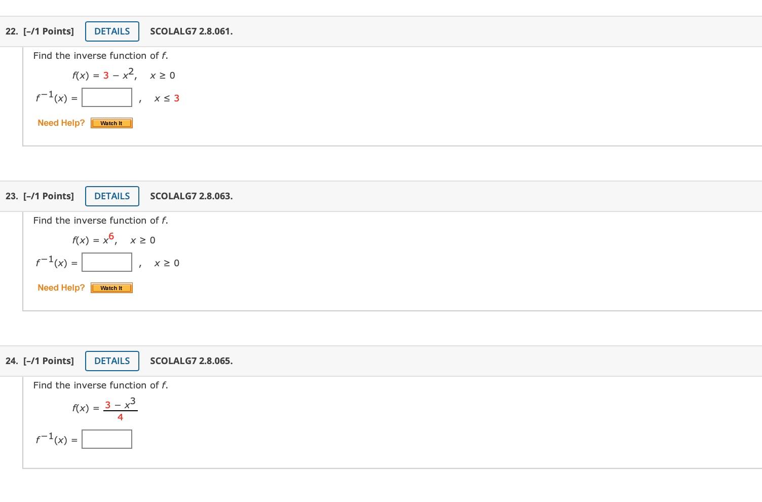 Solved 22. [-/1 Points] DETAILS SCOLALG7 2.8.061. Find the | Chegg.com