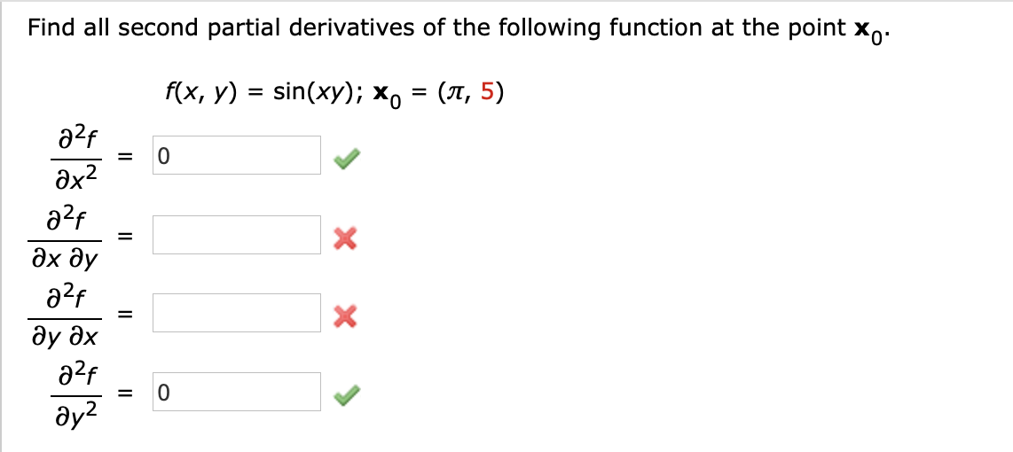Solved Find all second partial derivatives of the following | Chegg.com