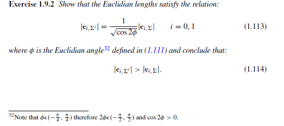 Solved Exercise 1.9.2 Show that the Euclidian lengths | Chegg.com