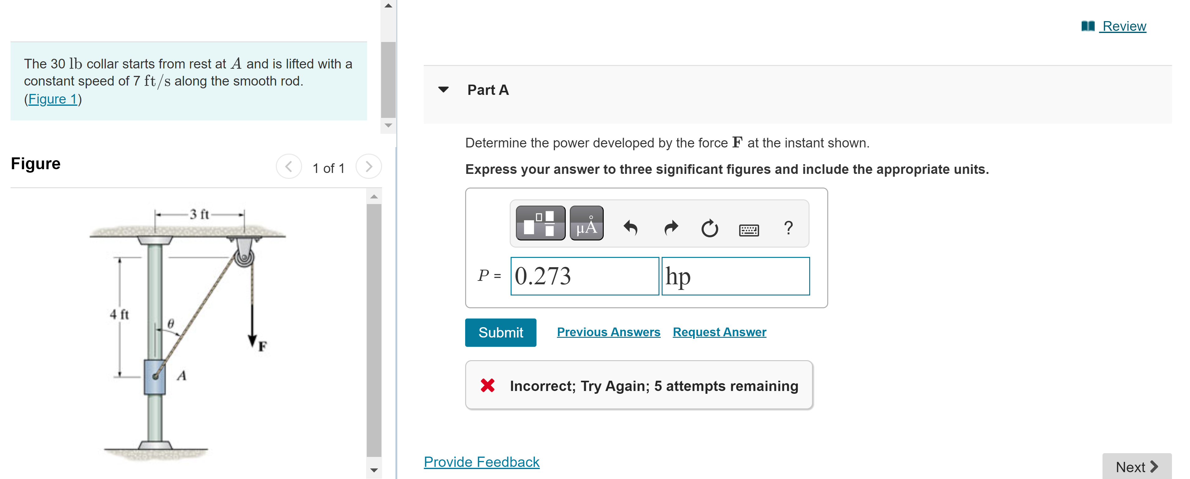 Solved The 30lb collar starts from rest at A and is lifted | Chegg.com