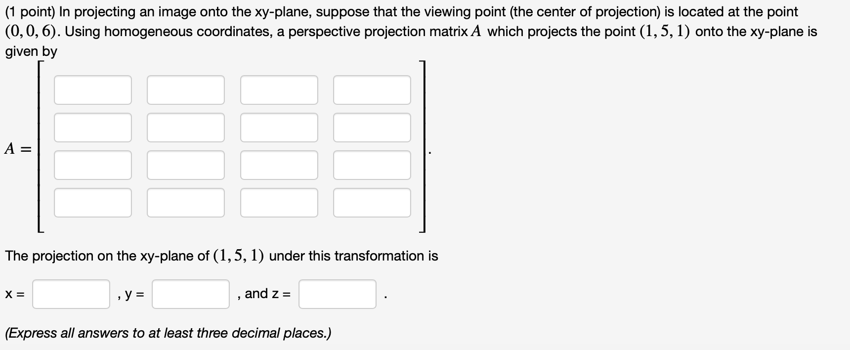 Solved In projecting an image onto the xy-plane, suppose | Chegg.com
