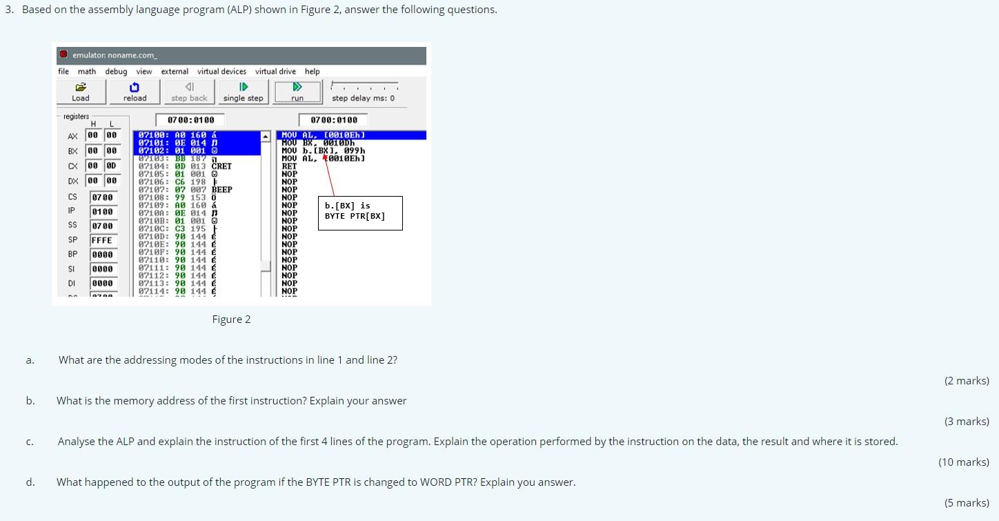 Solved 3. Based on the assembly language program (ALP) shown | Chegg.com