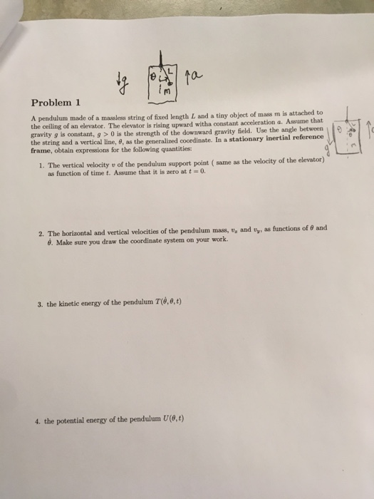 Solved ta Problem 1 A pendulum made of a massless string of | Chegg.com