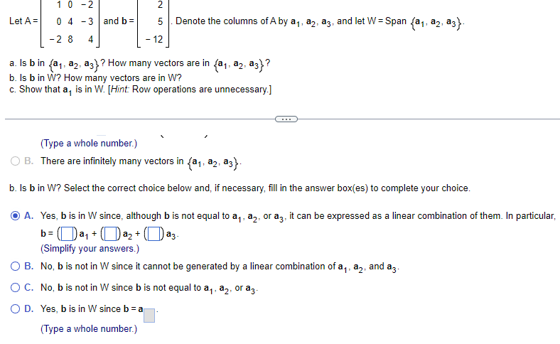 Solved Let A=⎣⎡10−2048−2−34⎦⎤ and b=⎣⎡25−12⎦⎤. De Denote the | Chegg.com