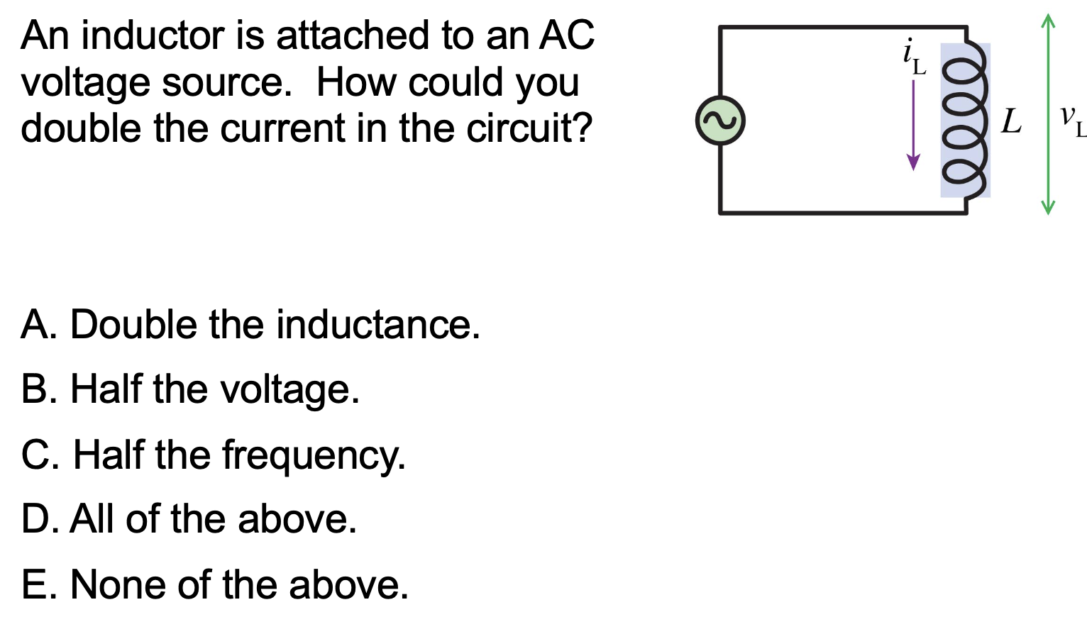 Solved An inductor is attached to an AC voltage source. How | Chegg.com