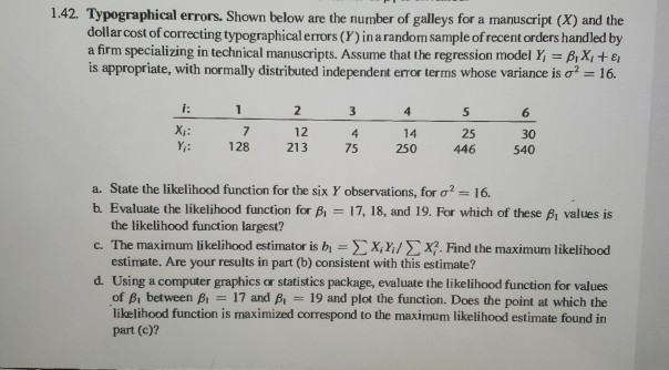 Solved 1.42. Typographical errors. Shown below are the | Chegg.com