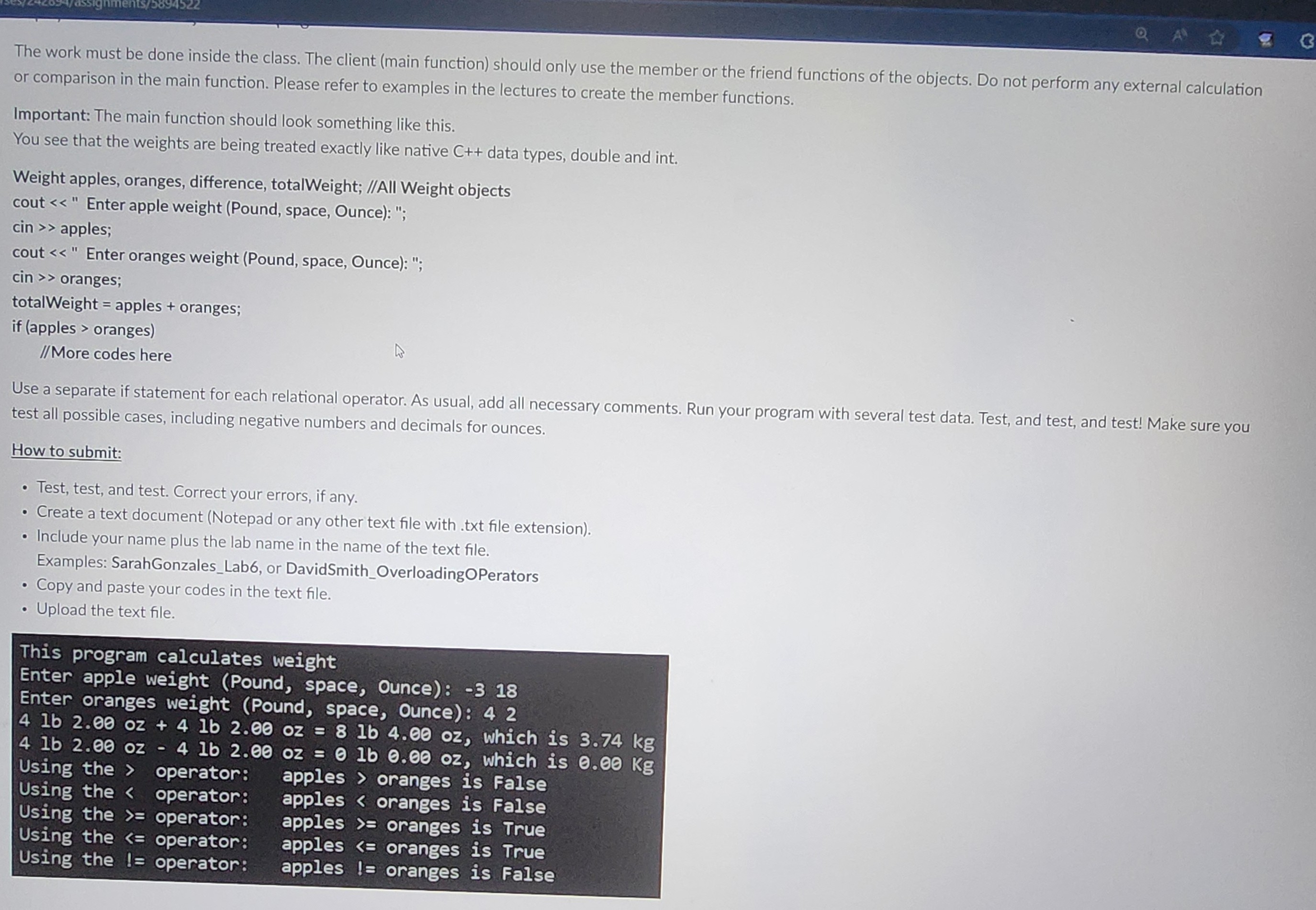 Solved Create a class called Weight that can represent the | Chegg.com