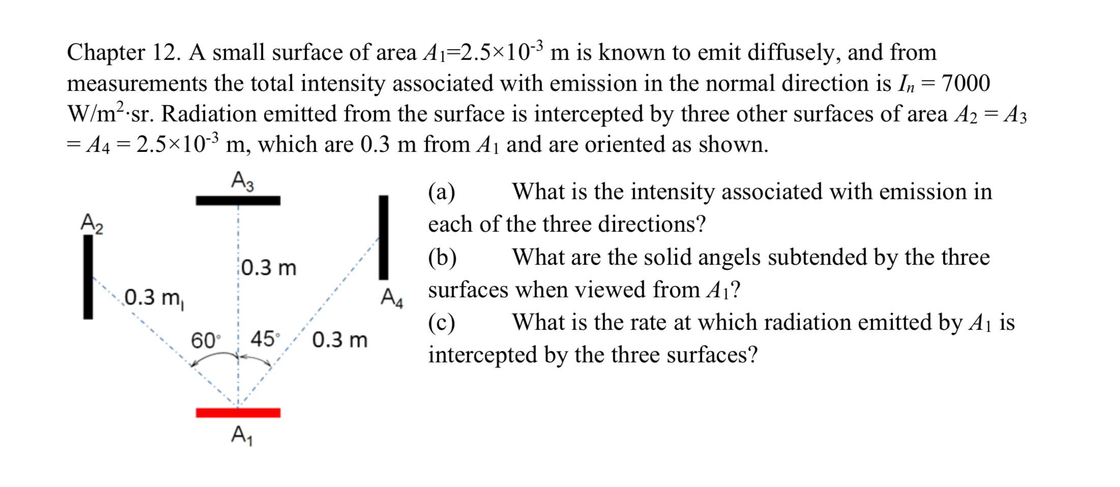 Solved Chapter 12. A small surface of area A1=2.5x10-m is | Chegg.com