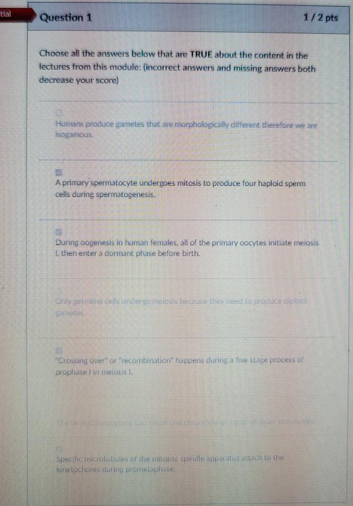 Solved 1. Choose all the answers below that are TRUE about | Chegg.com