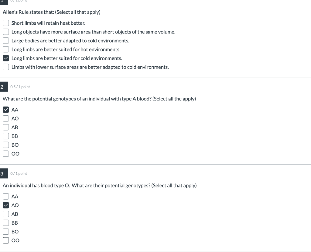 Solved IPOH Allen's Rule states that: (Select all that | Chegg.com