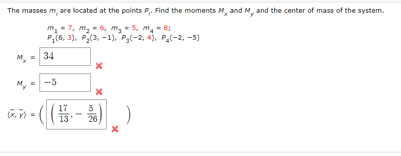 Solved The masses mi are located at the points Pi. Find the | Chegg.com