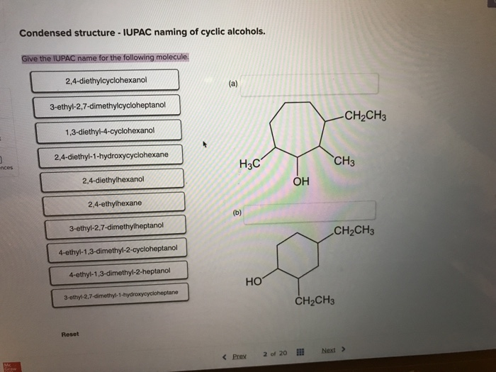 Solved Skeletal structure-IUPAC naming for acyclic alcohols. | Chegg.com