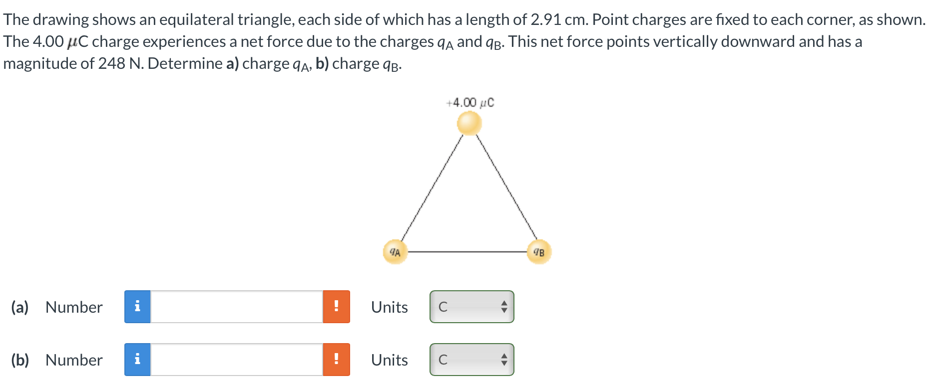 Solved The drawing shows an equilateral triangle, each side | Chegg.com