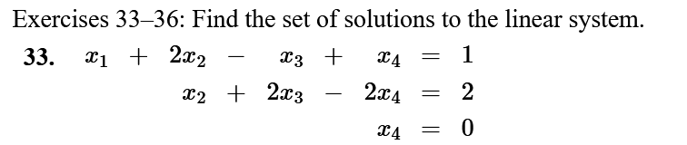 Solved Exercises 33: Find the set of solutions to the linear | Chegg.com
