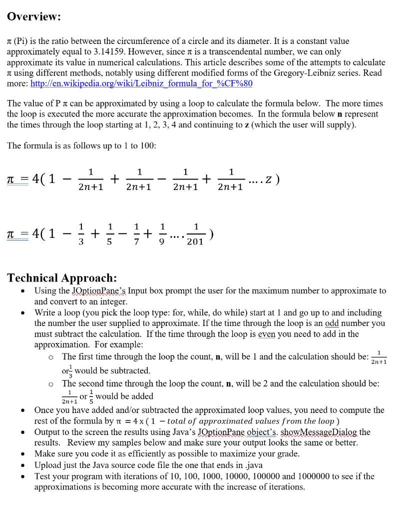 Solved Overview: T (Pi) is the ratio between the | Chegg.com