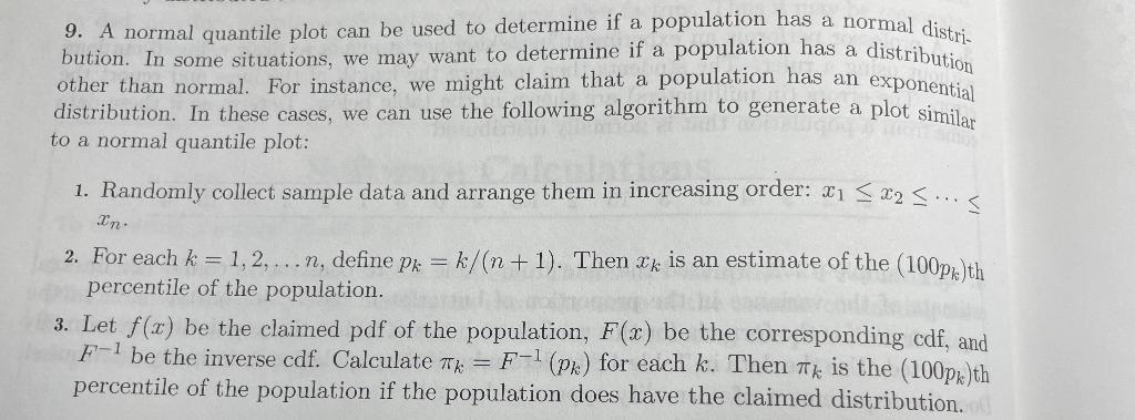 9. A normal quantile plot can be used to determine if | Chegg.com