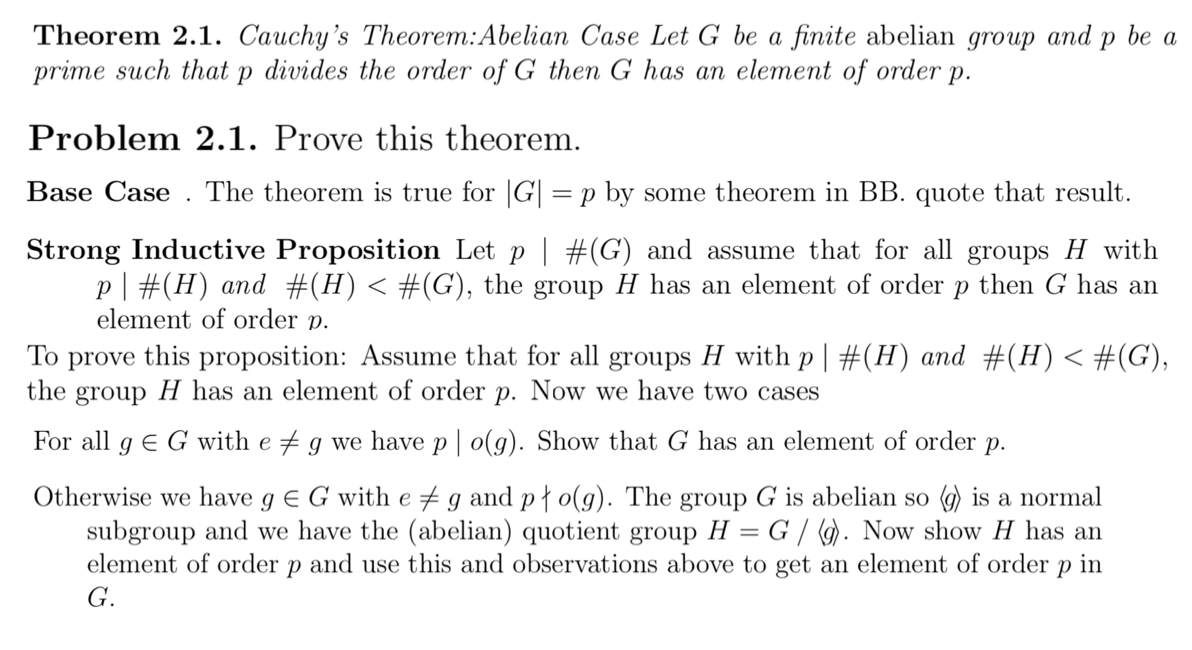 Solved Theorem 2.1. Cauchy's Theorem:Abelian Case Let G be a | Chegg.com