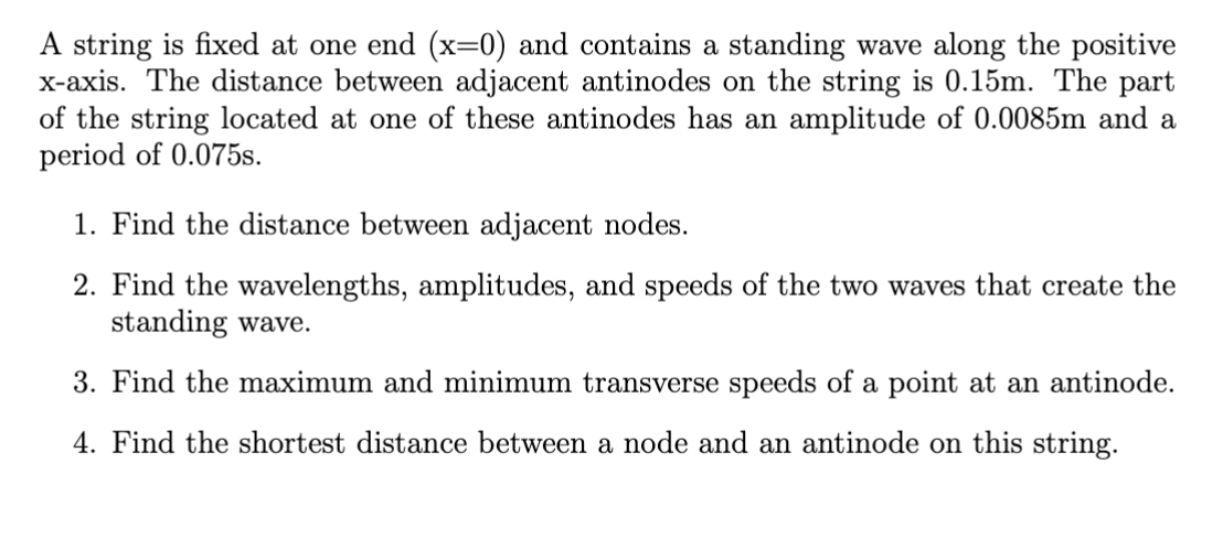 Solved A string is fixed at one end (x=0) and contains a | Chegg.com