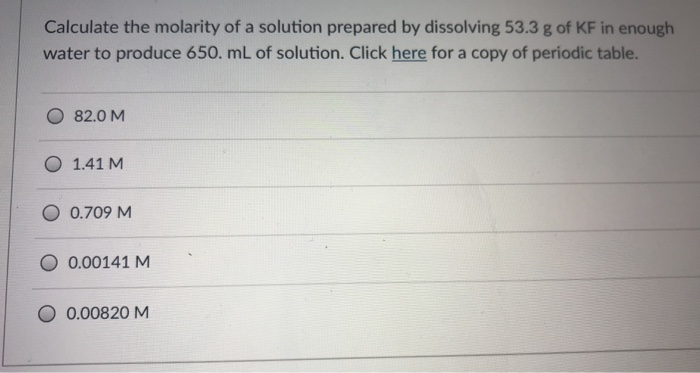 Solved Calculate the molarity of a solution prepared by | Chegg.com