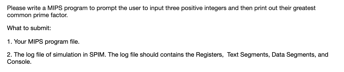 Solved Please write a MIPS program to prompt the user to | Chegg.com