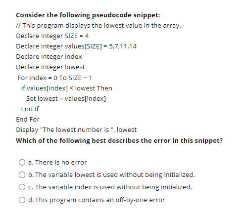 Solved Consider the following pseudocode snippet: // This | Chegg.com