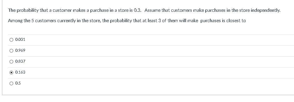 Solved The probability that a customer makes a purchase in a | Chegg.com