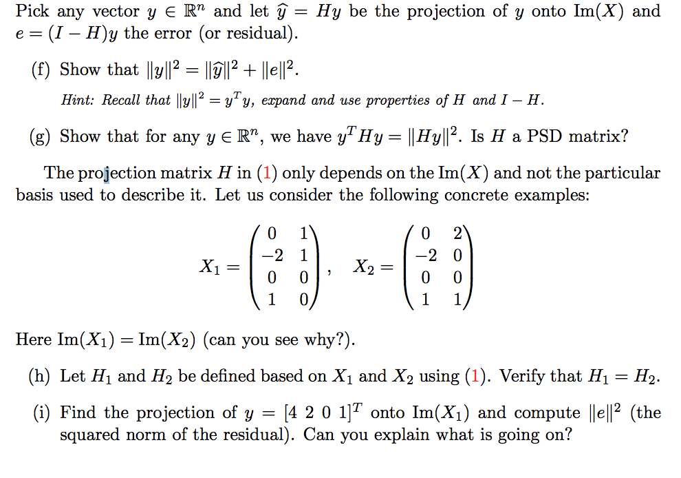 Solved Pick any vector y E Rn and let y = Hy be the | Chegg.com