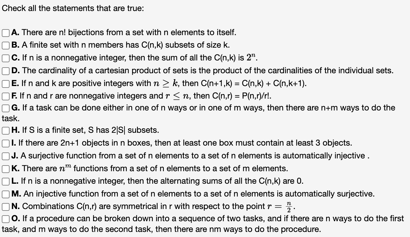 Solved Check all the statements that are true: A. There are | Chegg.com
