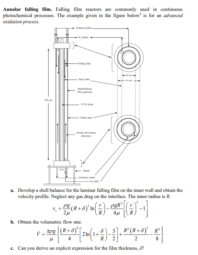 Solved Annular falling film. Falling film reactors are | Chegg.com