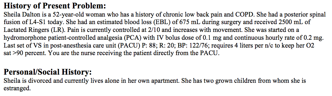 Solved History of Present Problem: Sheila Dalton is a | Chegg.com