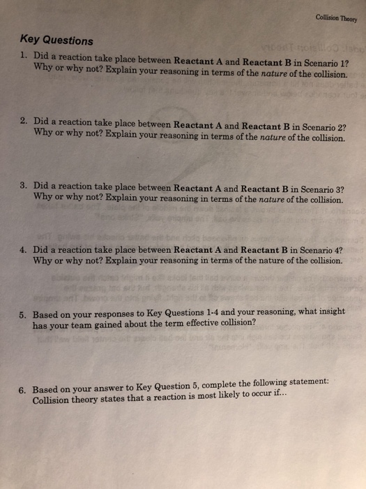 Solved Collision Theory Model: Collision Theory In the | Chegg.com