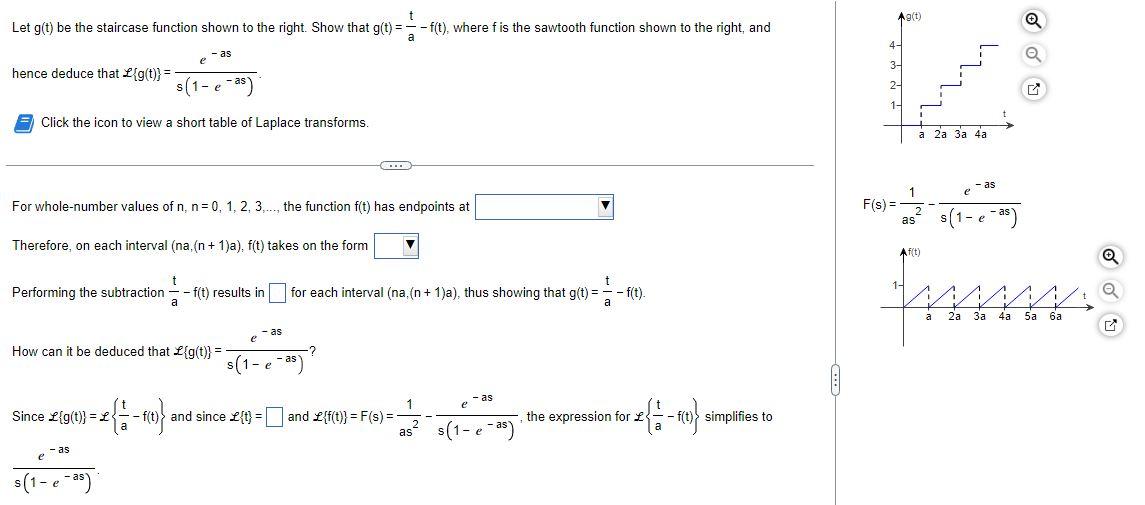 Solved Let g(t) be the staircase function shown to the | Chegg.com