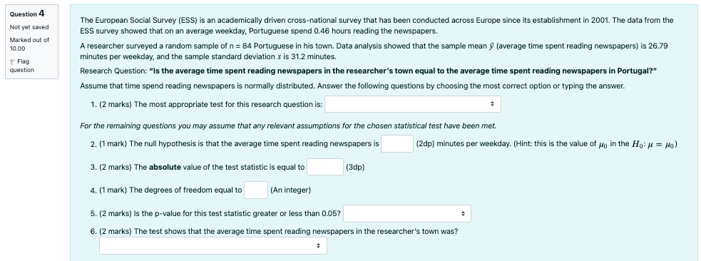 Solved The European Social Survey (ESS) is an academically | Chegg.com