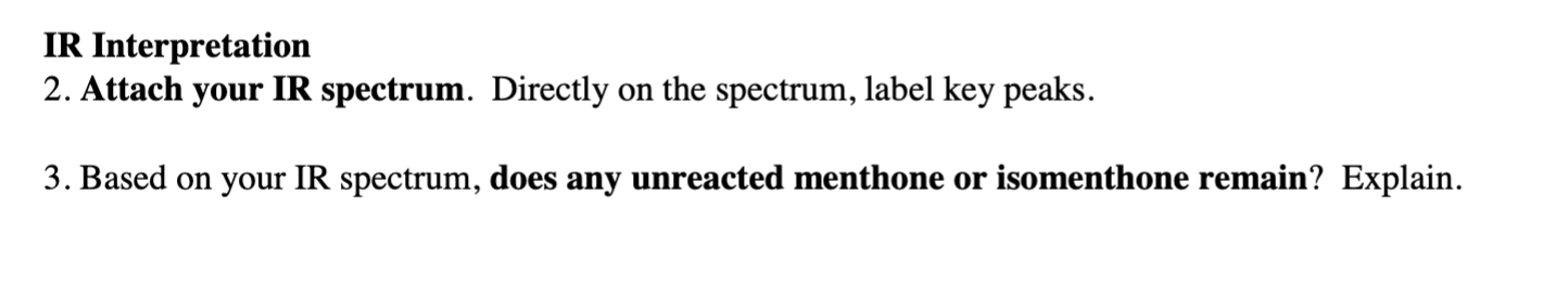 IR Interpretation 2. Attach your IR spectrum. | Chegg.com