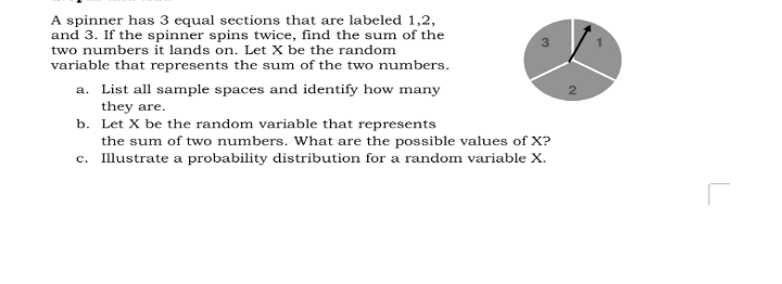 Solved A spinner has 3 equal sections that are labeled 1,2, | Chegg.com