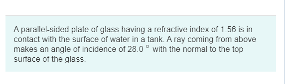 Solved A parallel-sided plate of glass having a refractive | Chegg.com