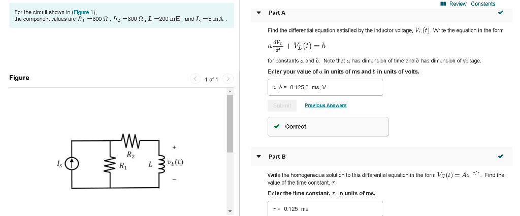 Solved Review Constants Part A For the circuit shown in | Chegg.com