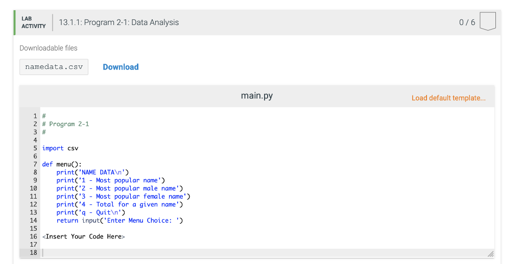 13.1 Program 2-1: Data Analysis This program is a | Chegg.com