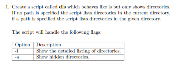 Solved 1. Create a script called dls which behaves like is | Chegg.com