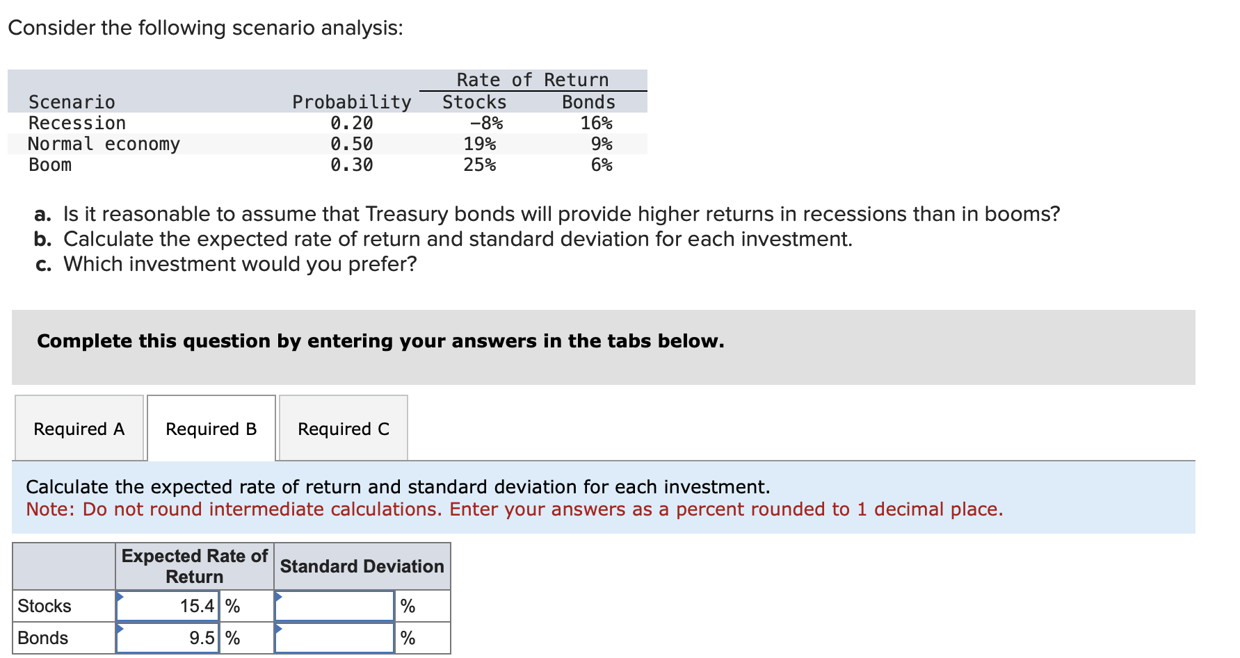 Solved Consider the following scenario analysis: Scenario | Chegg.com