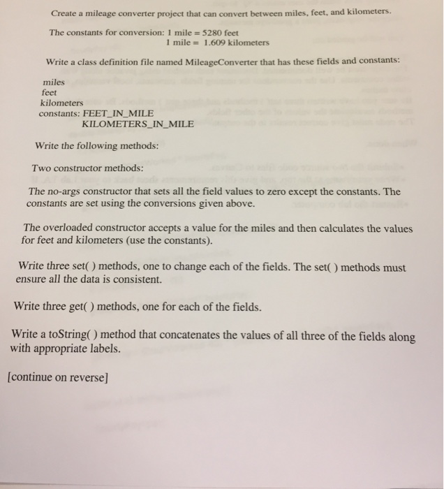Solved Create a mileage converter project that can convert | Chegg.com