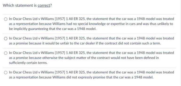 Solved Which statement is correct? In Oscar Chess Ltd v | Chegg.com