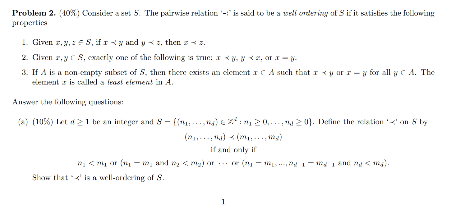 Solved Problem 2. (40%) Consider a set S. The pairwise | Chegg.com