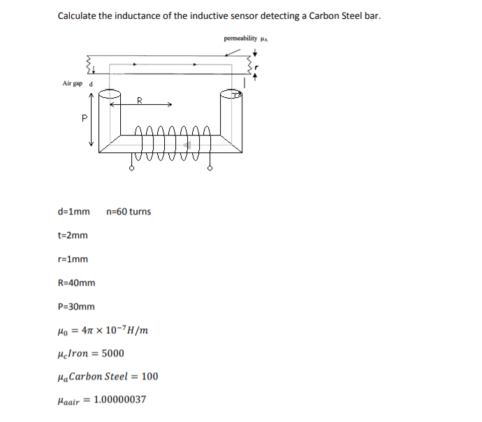 Solved Calculate the inductance of the inductive sensor | Chegg.com