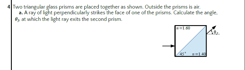Solved 4 Two triangular glass prisms are placed together as | Chegg.com