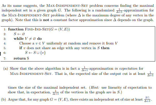 As its name suggests, the MAX-INDEPENDENT-SET problem | Chegg.com