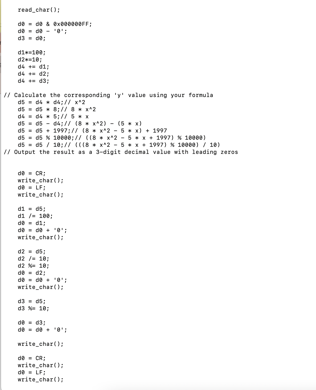 Solved i have the code in c , have to transalet it to | Chegg.com